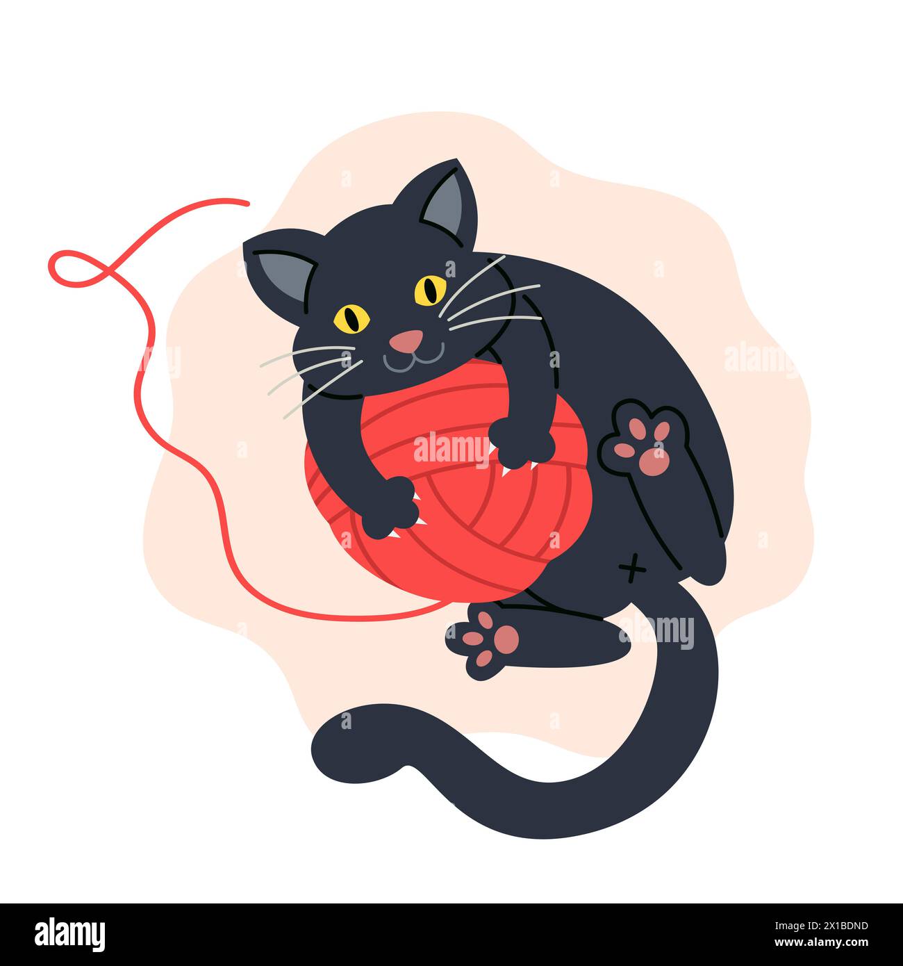 Black cat ball yarn Stock Vector Images - Alamy