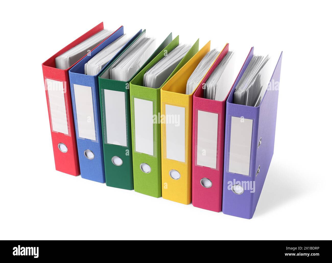 Bright binder office folders isolated on white Stock Photo - Alamy