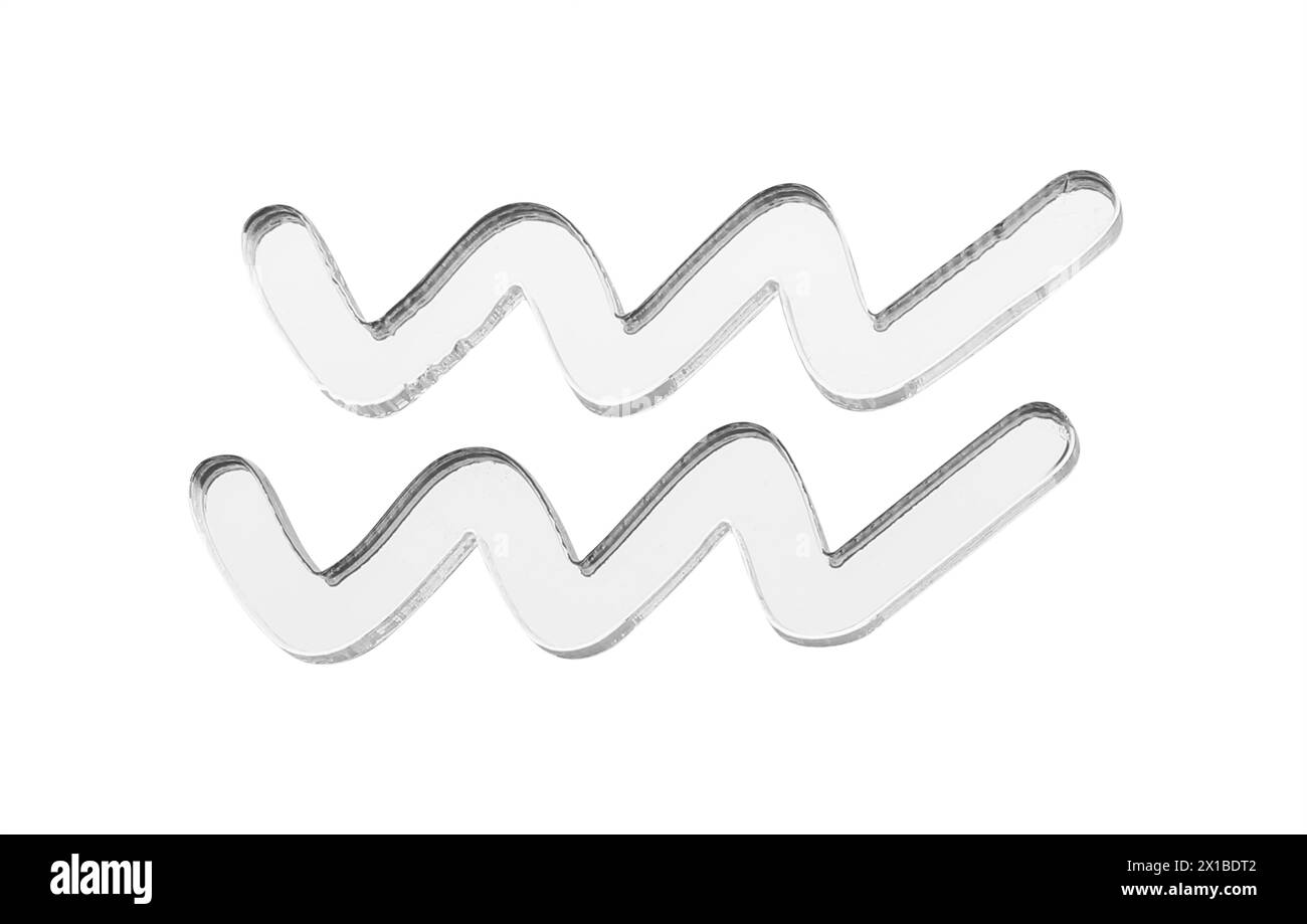 Zodiac sign. Silver Aquarius symbol isolated on white, top view Stock ...