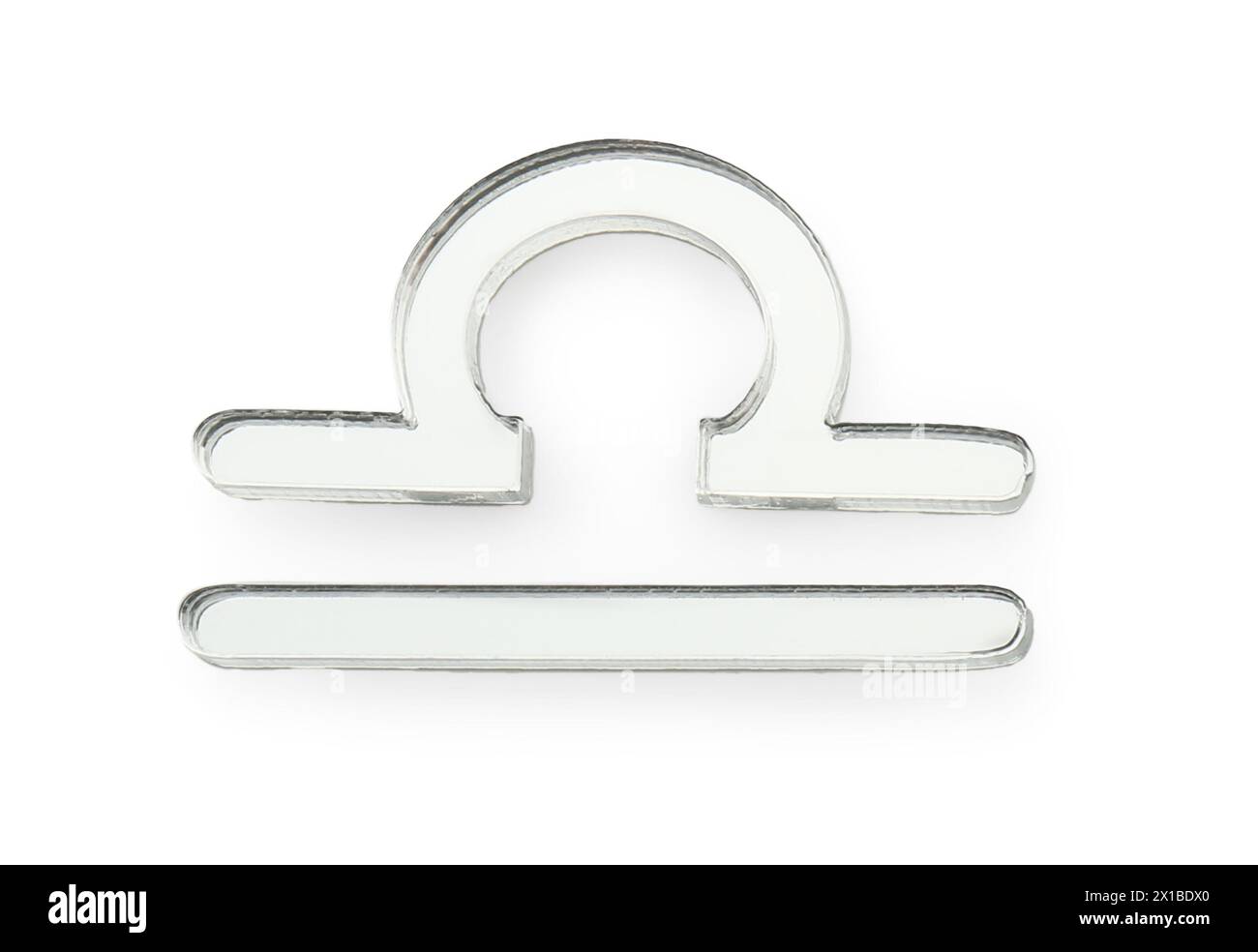 Zodiac sign. Silver Libra symbol isolated on white, top view Stock ...