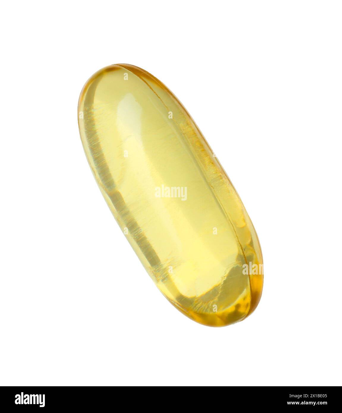 One vitamin capsule isolated on white. Health supplement Stock Photo ...