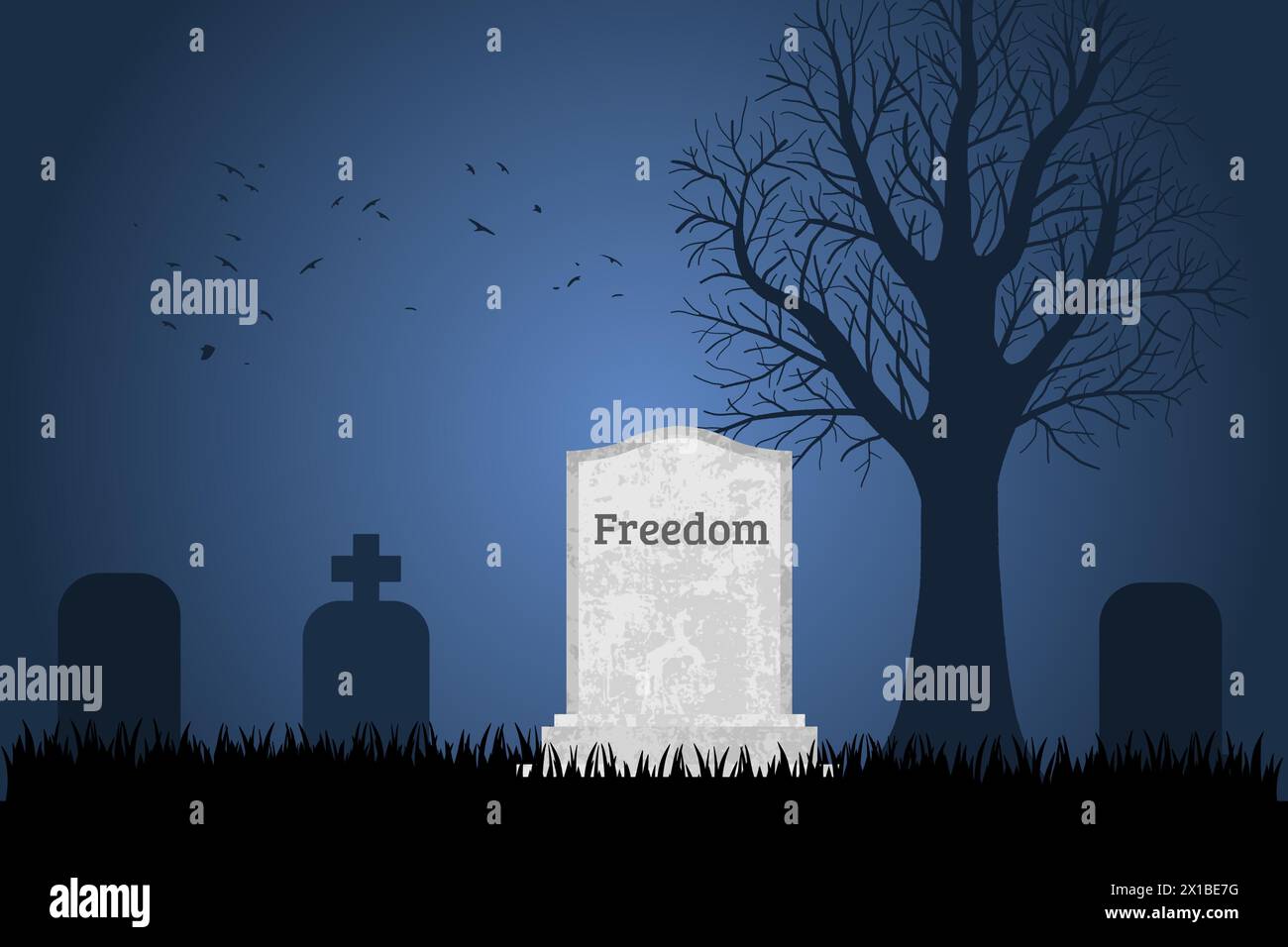 Freedom is dead. Grave concept symbolizing increasing government ...