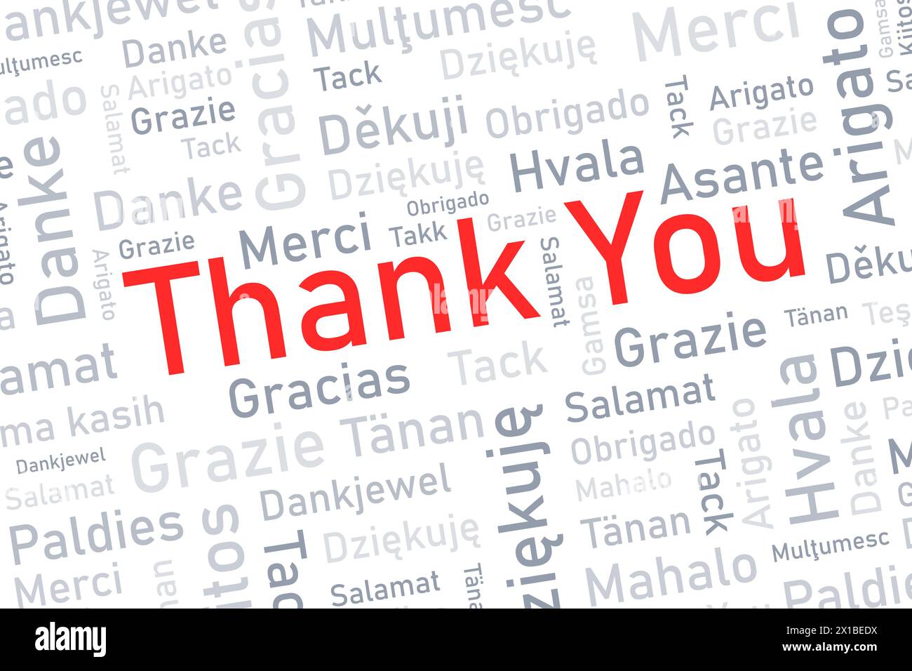 Thank you words in multiple languages. Different international language ...