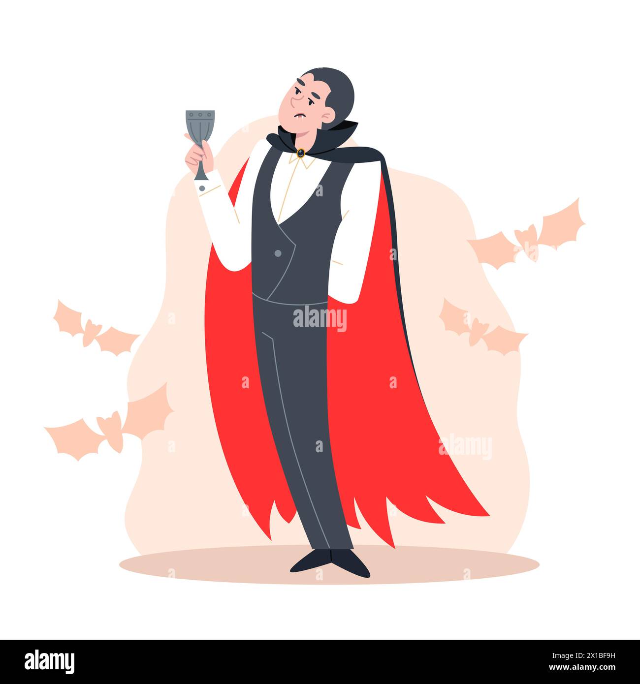 Vampire holding a glass, Halloween party costume Stock Vector Image ...
