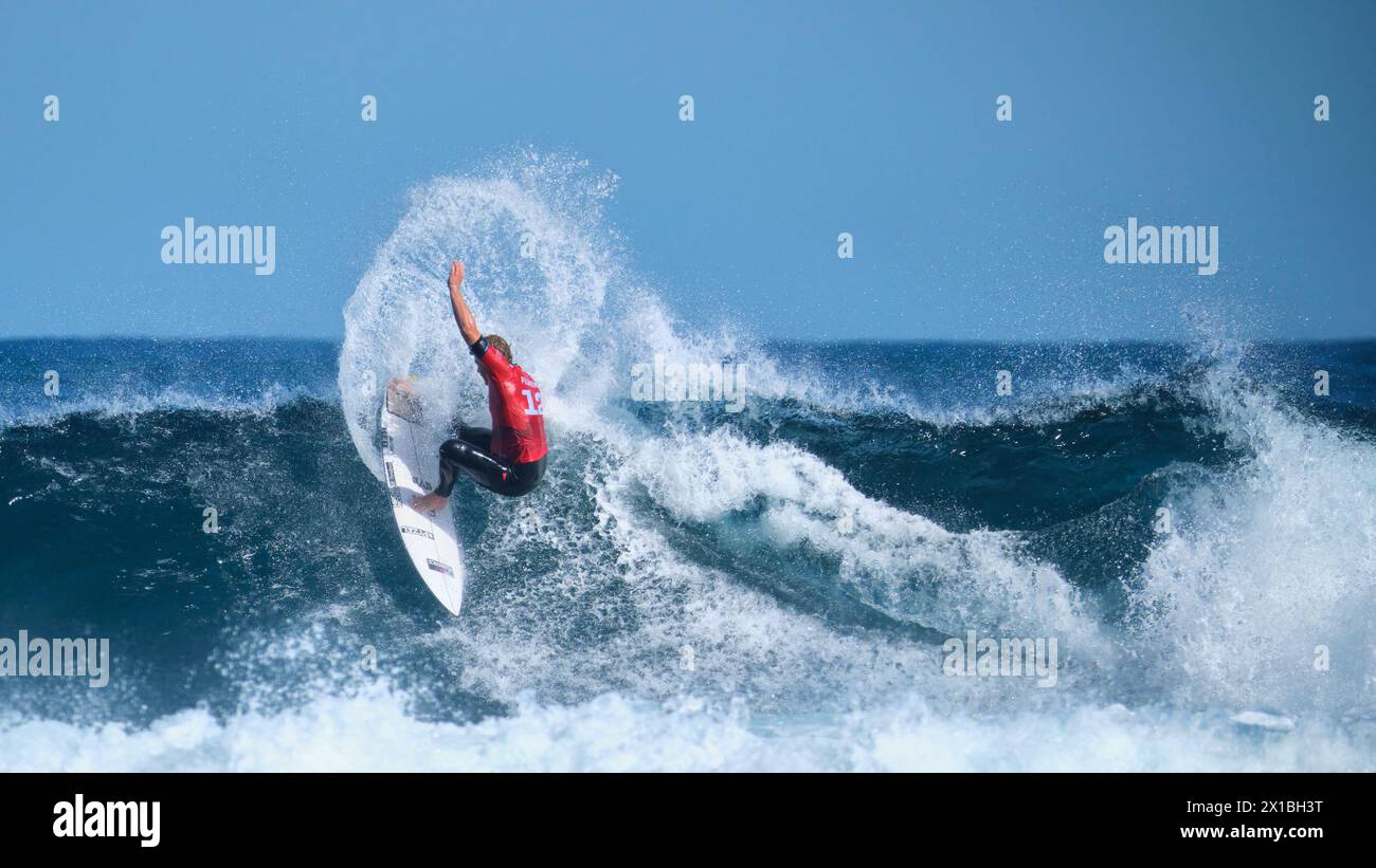 Hawaiian professional surfer John John Laurence competing at the 2024 ...
