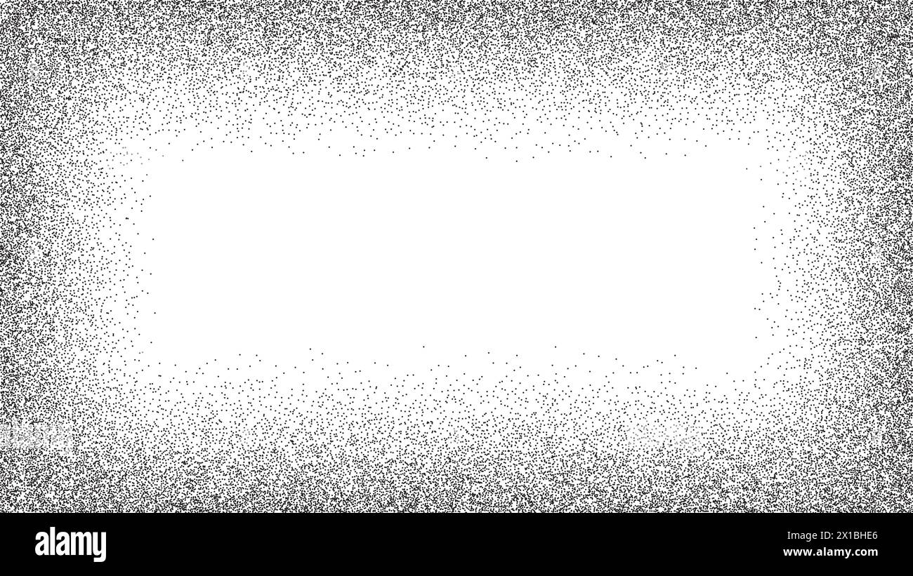 Noise grain gradient. Rectangular frame with dot effect. Stipple ...