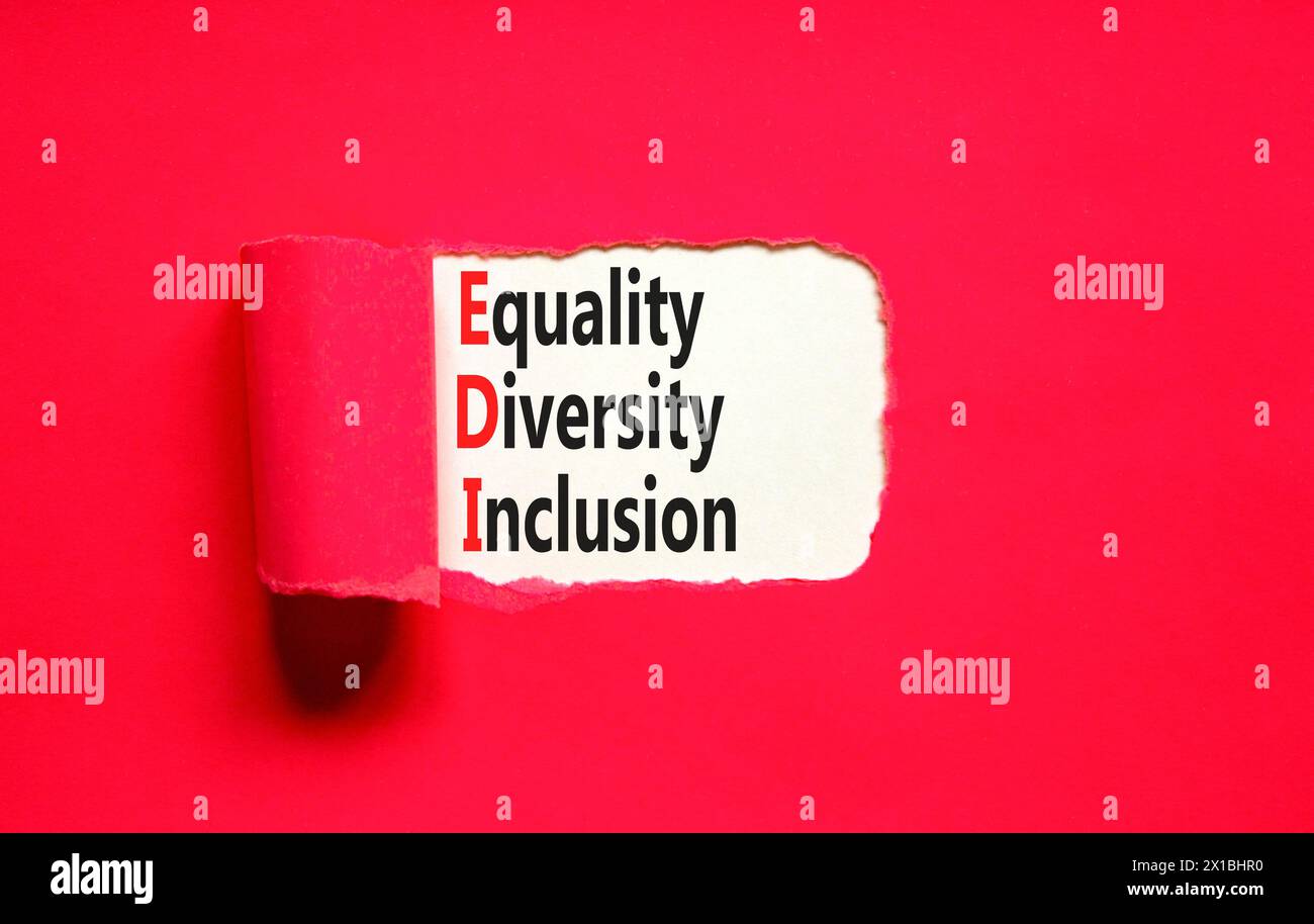 EDI equality diversity inclusion symbol. Concept words EDI equality diversity inclusion on white ...