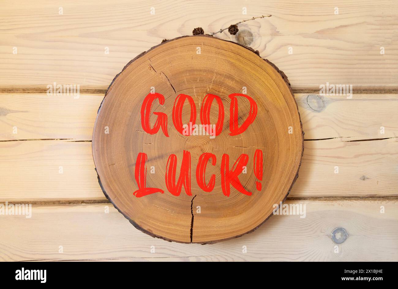 Good luck symbol. Concept words Good luck on beautiful wooden circle ...