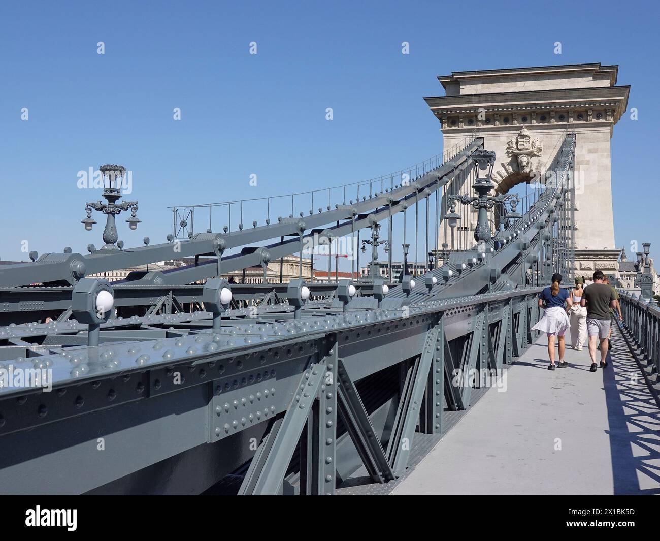 Hungary, Budapest, image of Szechenyi Chain Bridge. Designed by English ...