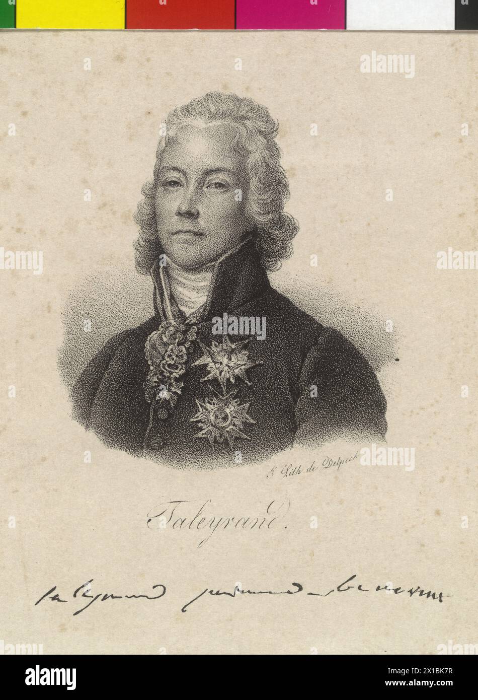 Talleyrand-Perigord, Charles Maurice duke, lithograph by Delpech ...