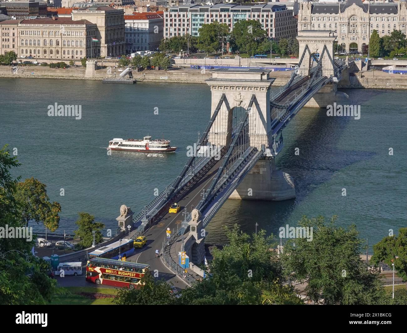 Hungary, Budapest, the Szechenyi Chain Bridge, designed by English ...