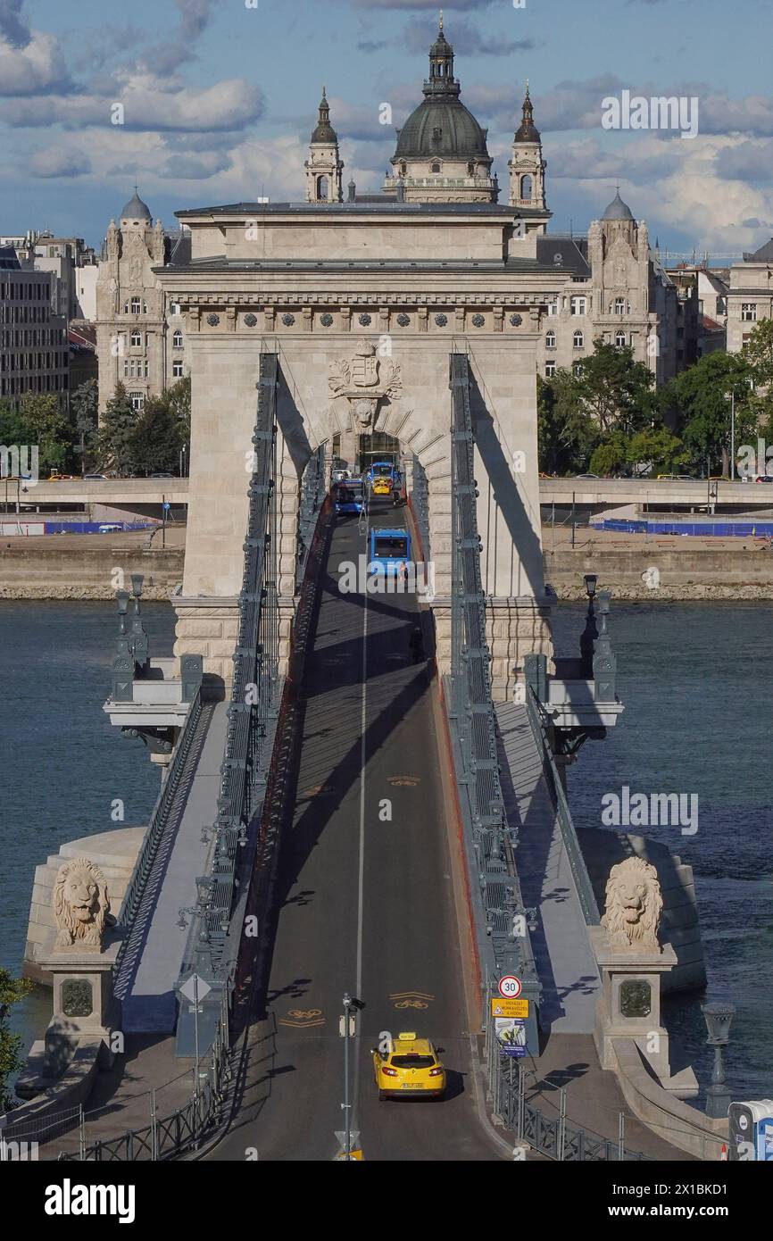 Hungary, Budapest, the Szechenyi Chain Bridge, designed by English ...