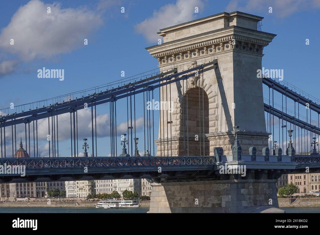Hungary, Budapest, the Szechenyi Chain Bridge, designed by English ...
