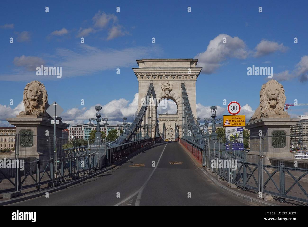 Hungary, Budapest, the Szechenyi Chain Bridge, designed by English ...
