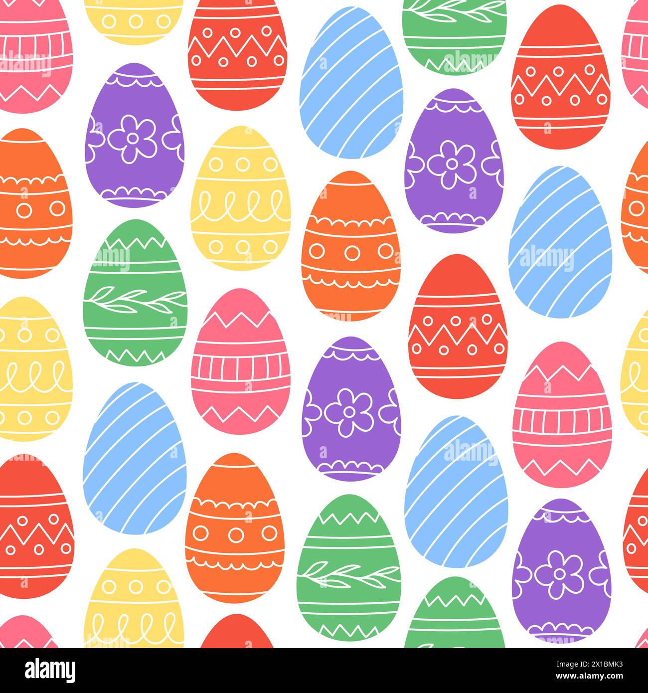 Seamless pattern of Easter eggs in cartoon style Stock Vector Image ...