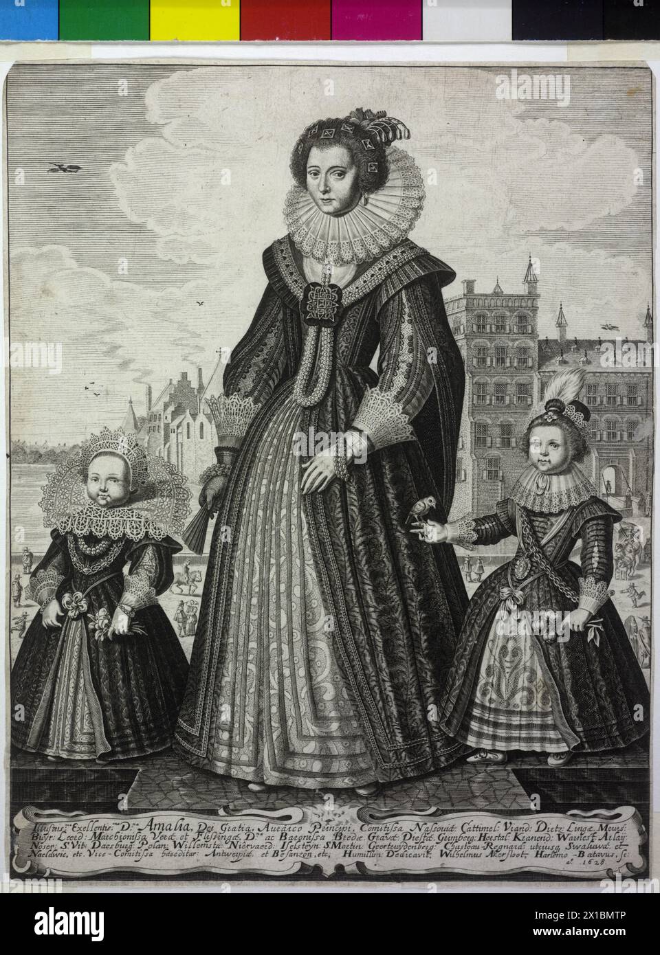 Solms-Braunfels, Amalie countess of, with her both oldest children in ...
