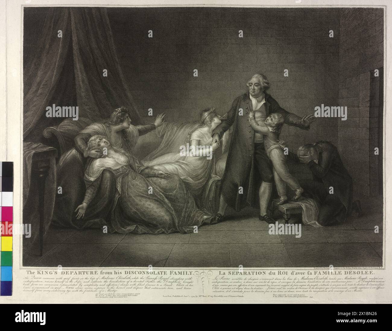 The valediction King Louis XVI von of his family, etching / stippling ...