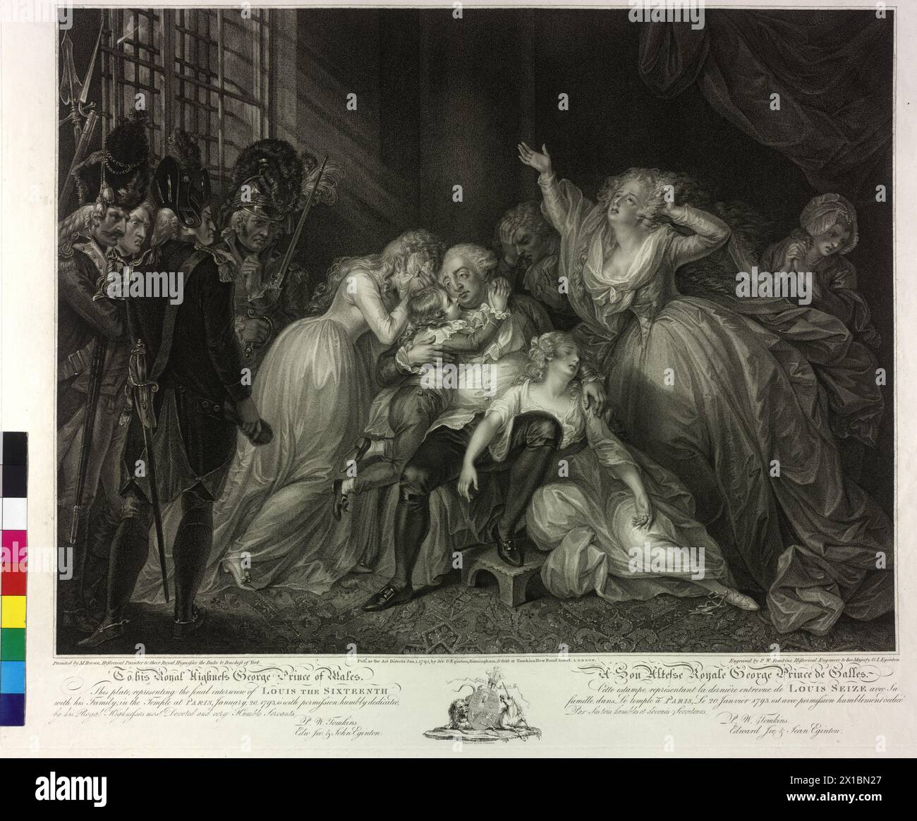 Farewell of King Louis XVI of France from his family, scene in the ...