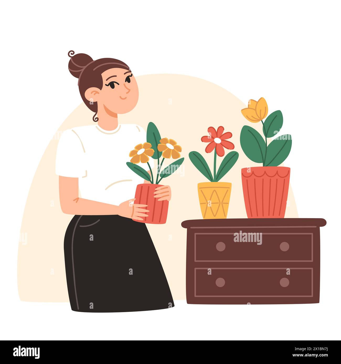 Illustration young woman pot Stock Vector Images - Alamy