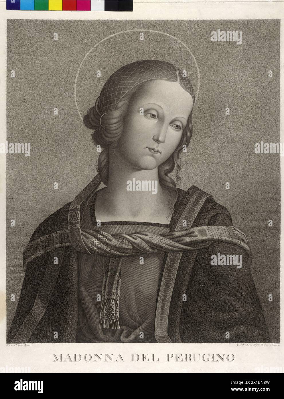 Madonna, copper engraving by Giacino Maina based on own drawing, based ...