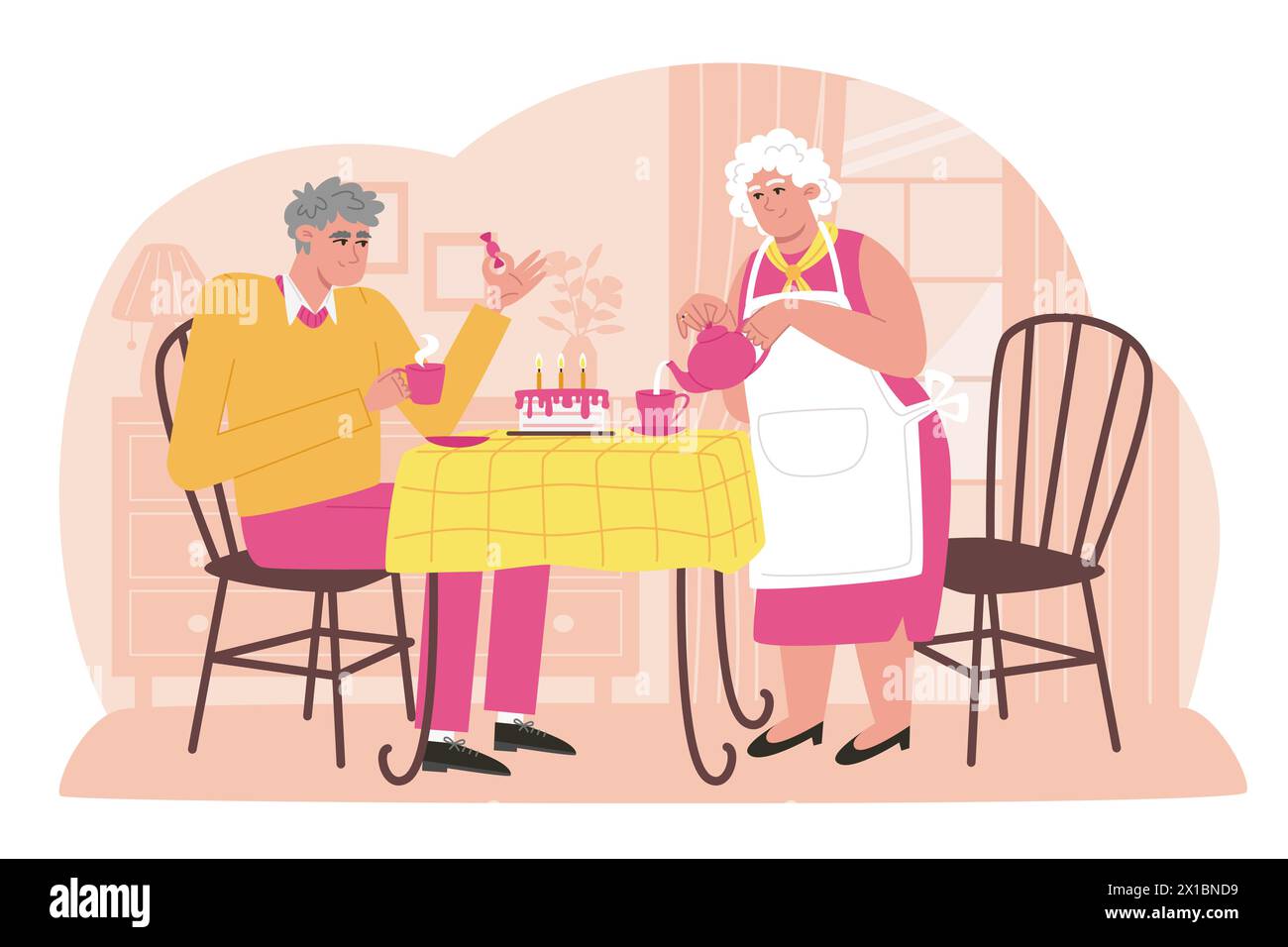 Tea to elderly Stock Vector Images - Alamy