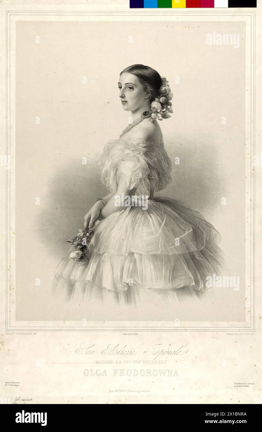 Cecilia, Princess of Baden, lithograph by Alphonse Leon Noël based on a ...