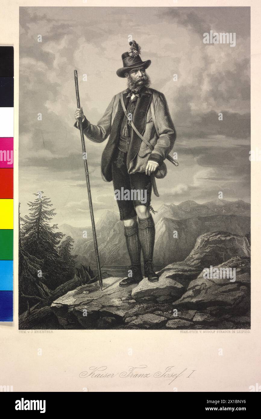 Franz Joseph I, Emperor of Austria, in full-length picture as mountain ...