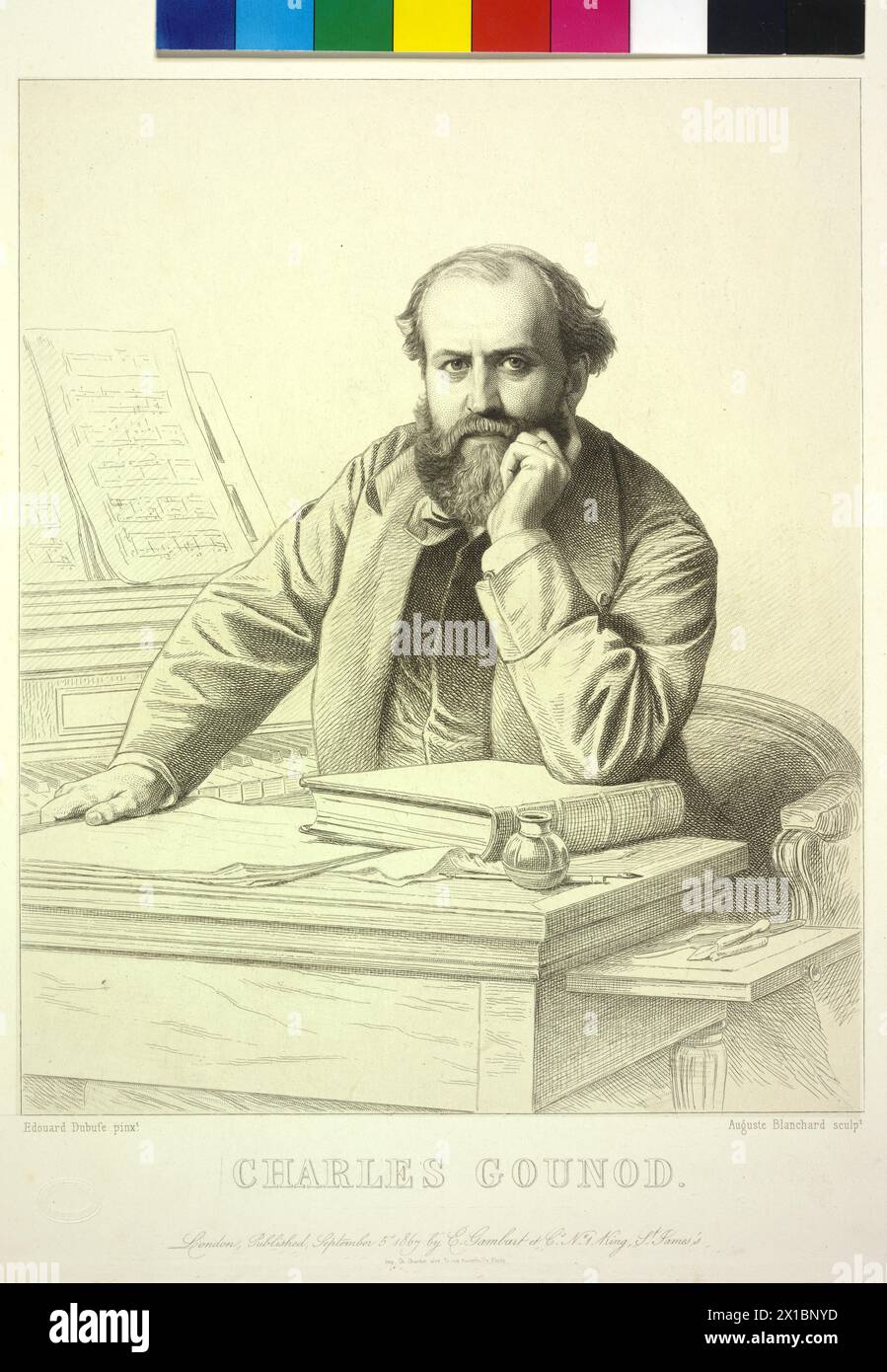 Charles Gounod, etching by Auguste Thomas Marie Blanchard based on a ...