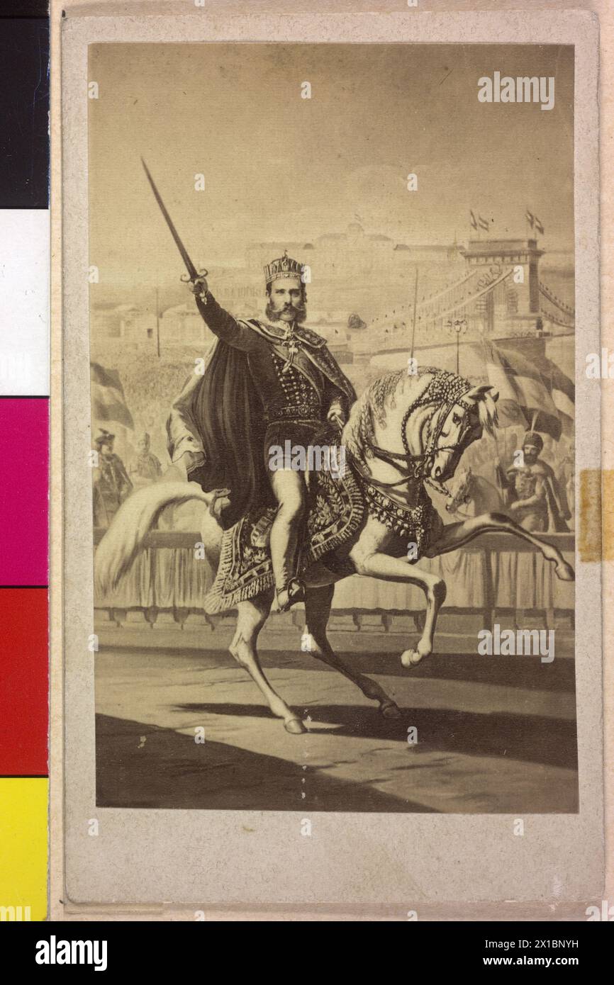 Franz Joseph I, Emperor of Austria, picture as King of Hungary on horse ...