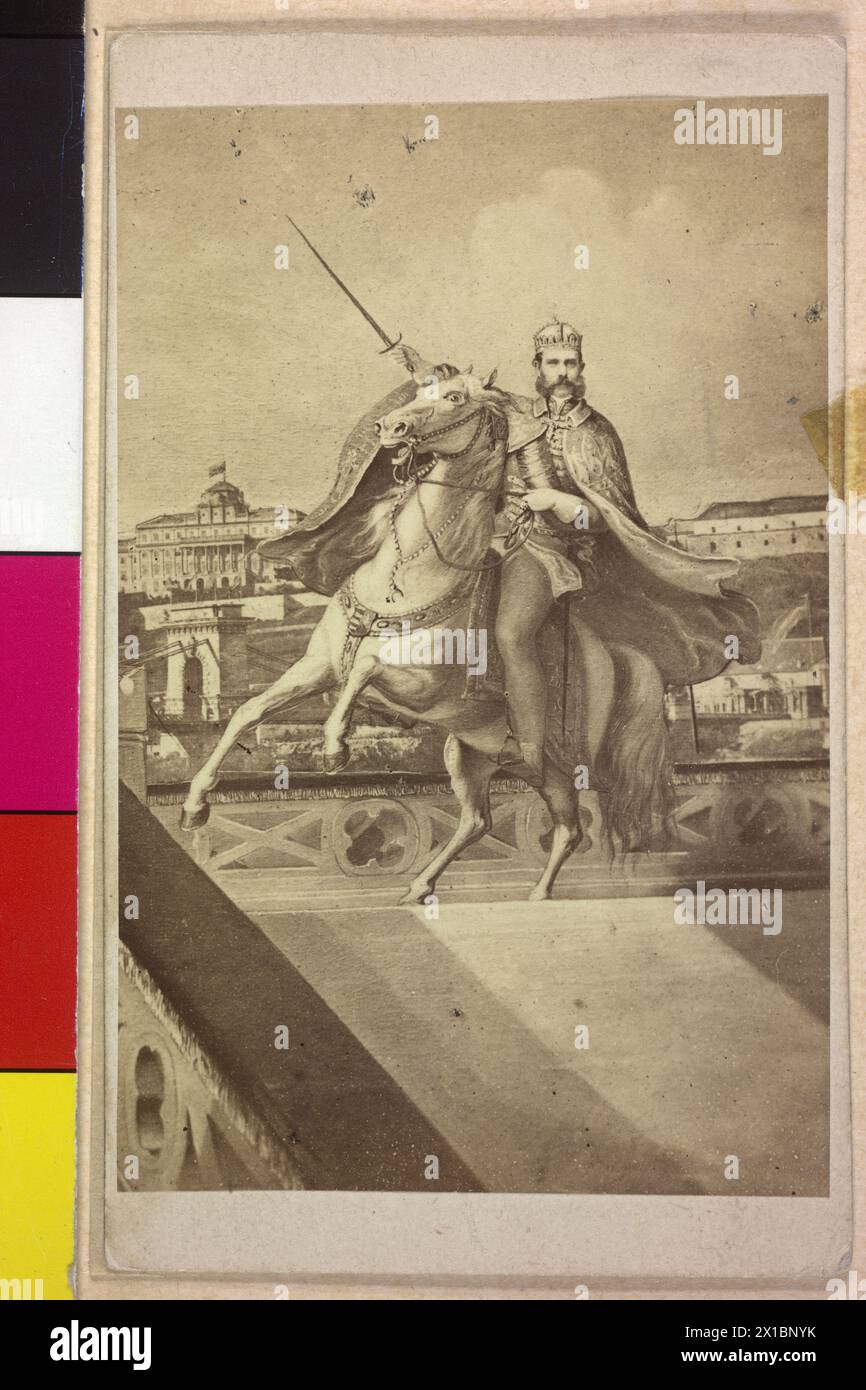 Franz Joseph I, Emperor of Austria, picture as King of Hungary on horse ...