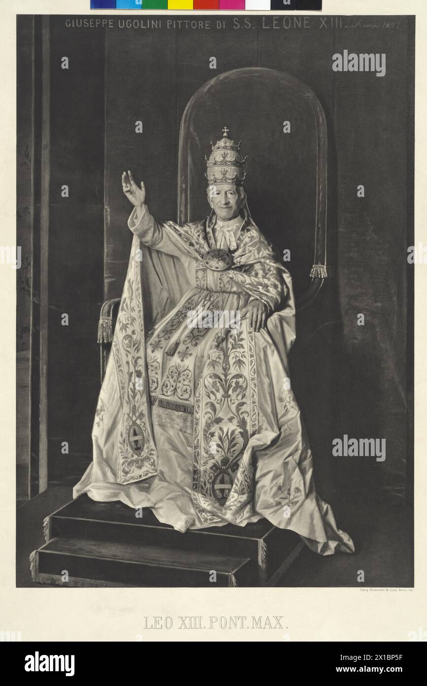 Leo XIII, pope, painting by Giuseppe Ugolini, portrayed in a ...
