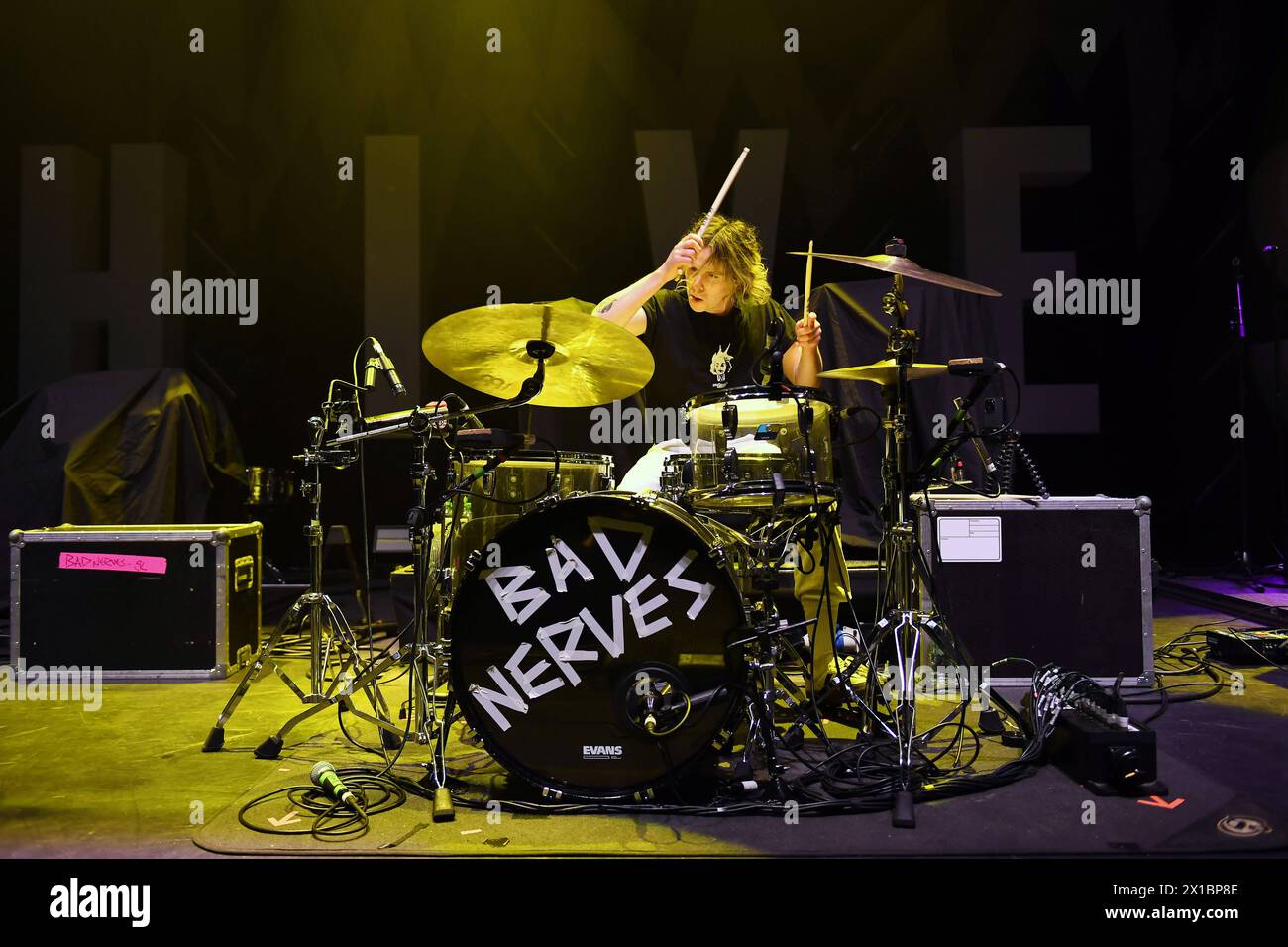 Bad Nerves performing at Eventim Apollo LONDON, ENGLAND - APRIL 13 ...