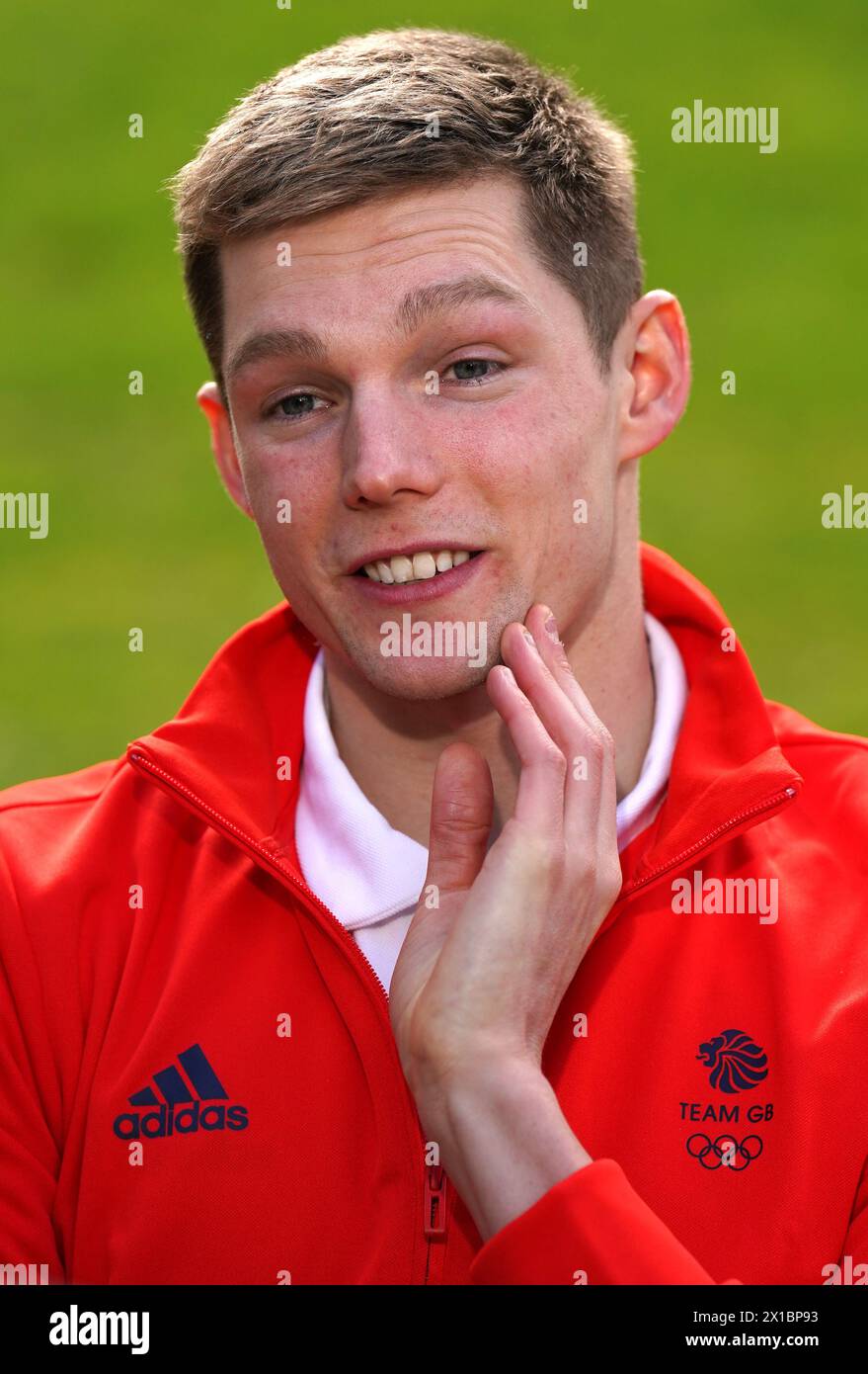 Duncan Scott speaks to the media during the Team GB Paris 2024 swimming ...