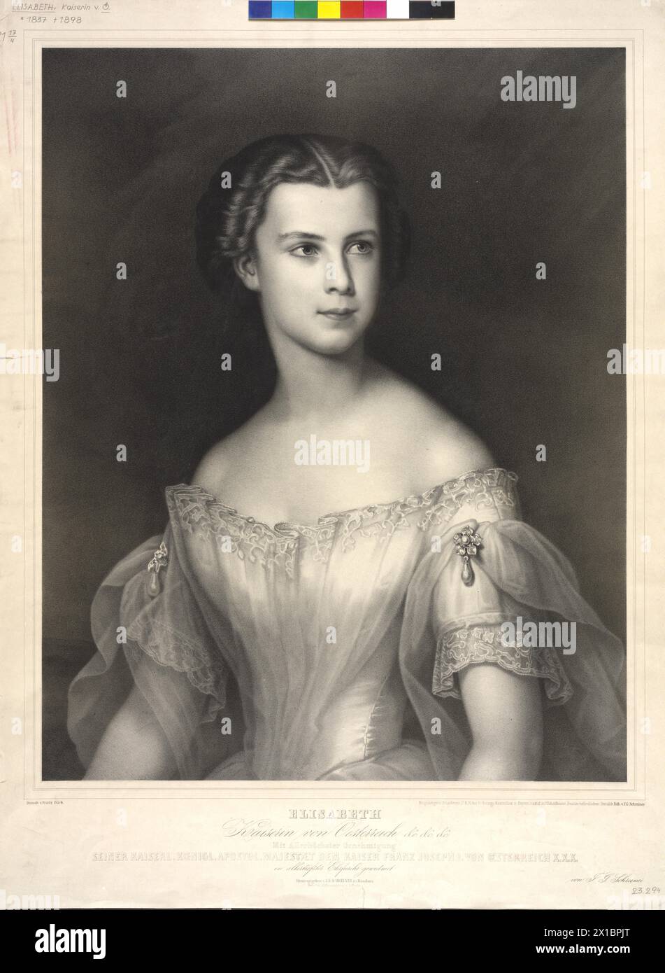 Elisabeth empress of Austria &c. &c. &c, lithograph by Johann Georg ...