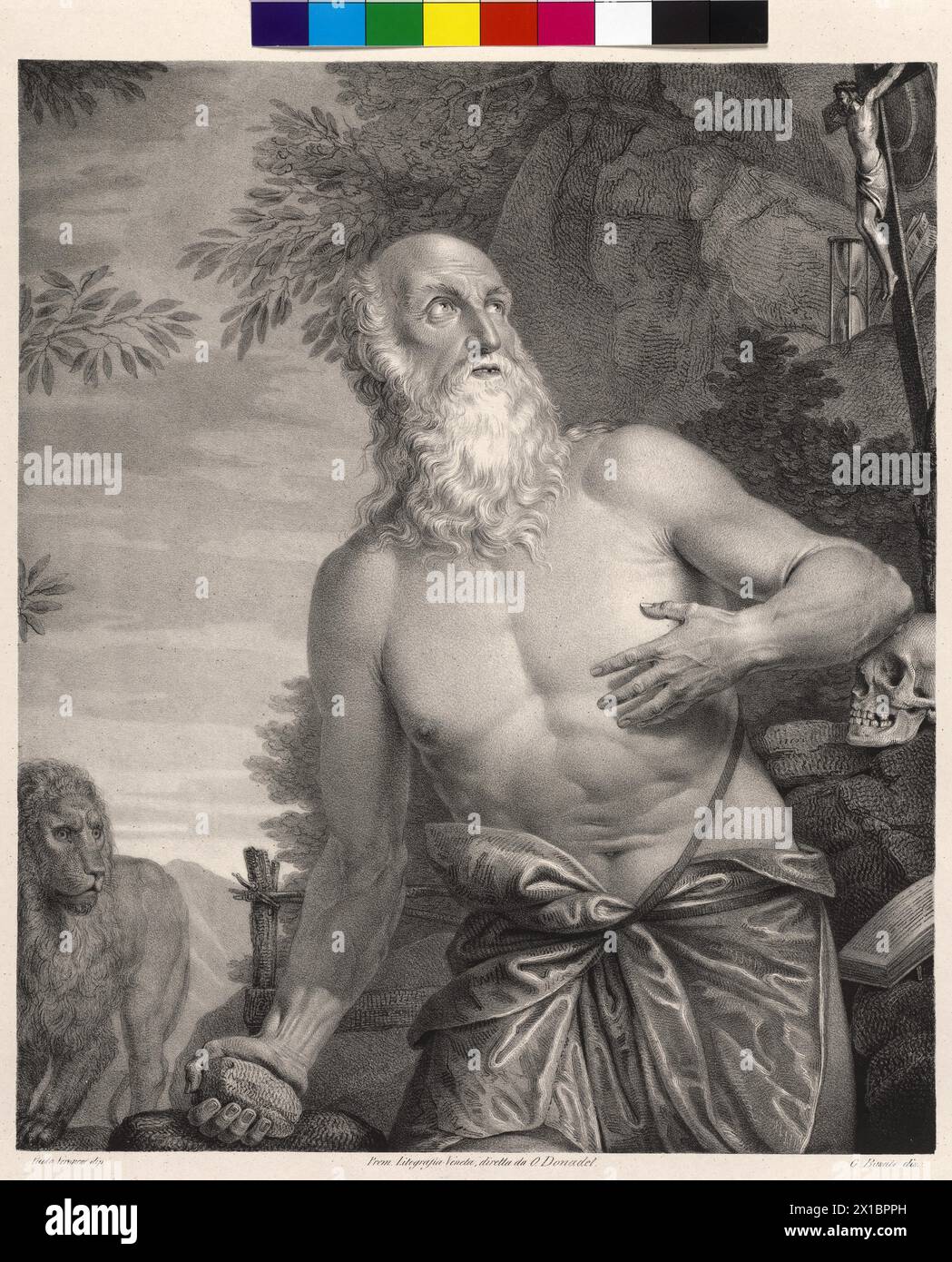 Jerome, saint, lithograph, printed under the administration of O ...