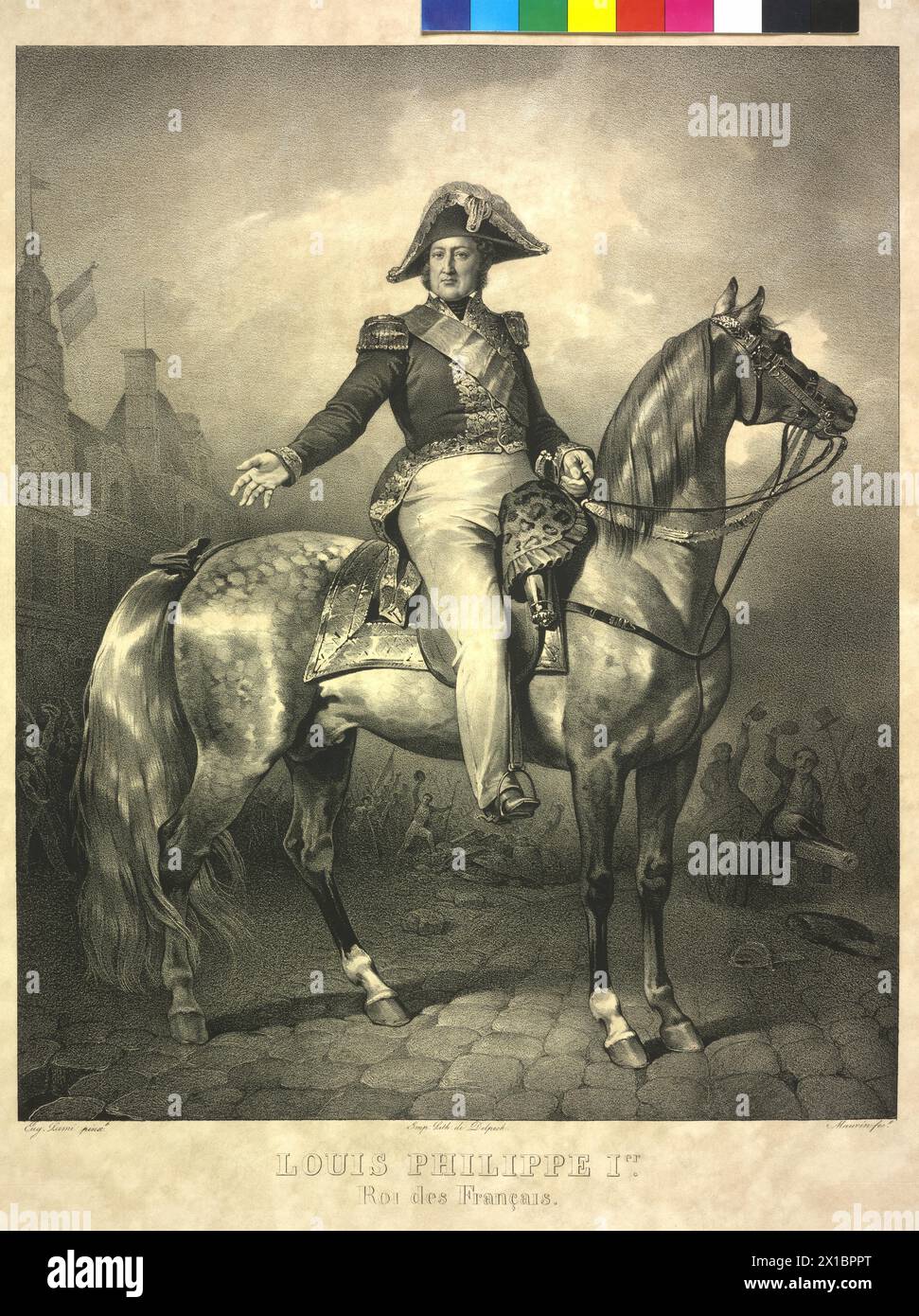 Louis Philipp, King of the French, equestrian image, lithograph by ...