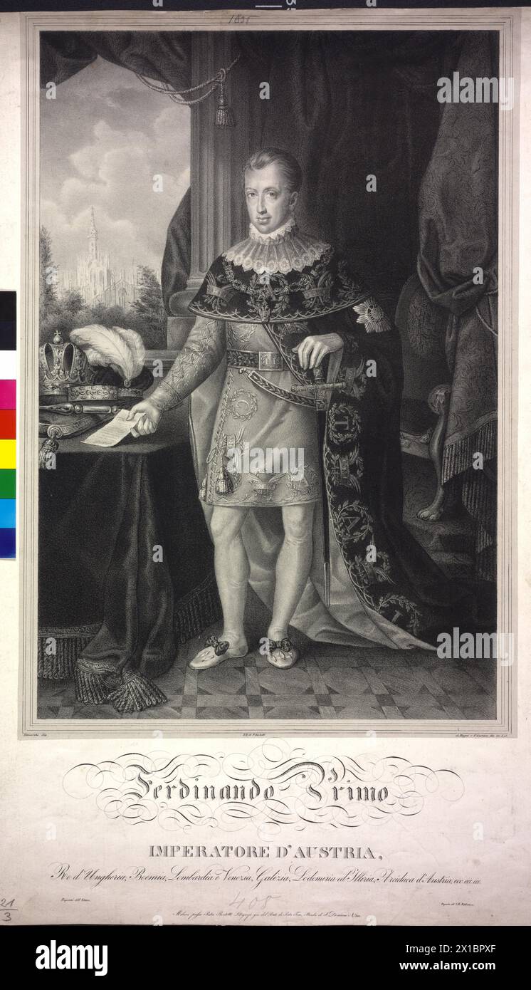 Ferdinand I, Emperor of Austria, lithograph by P. Bertotti, Angelo ...