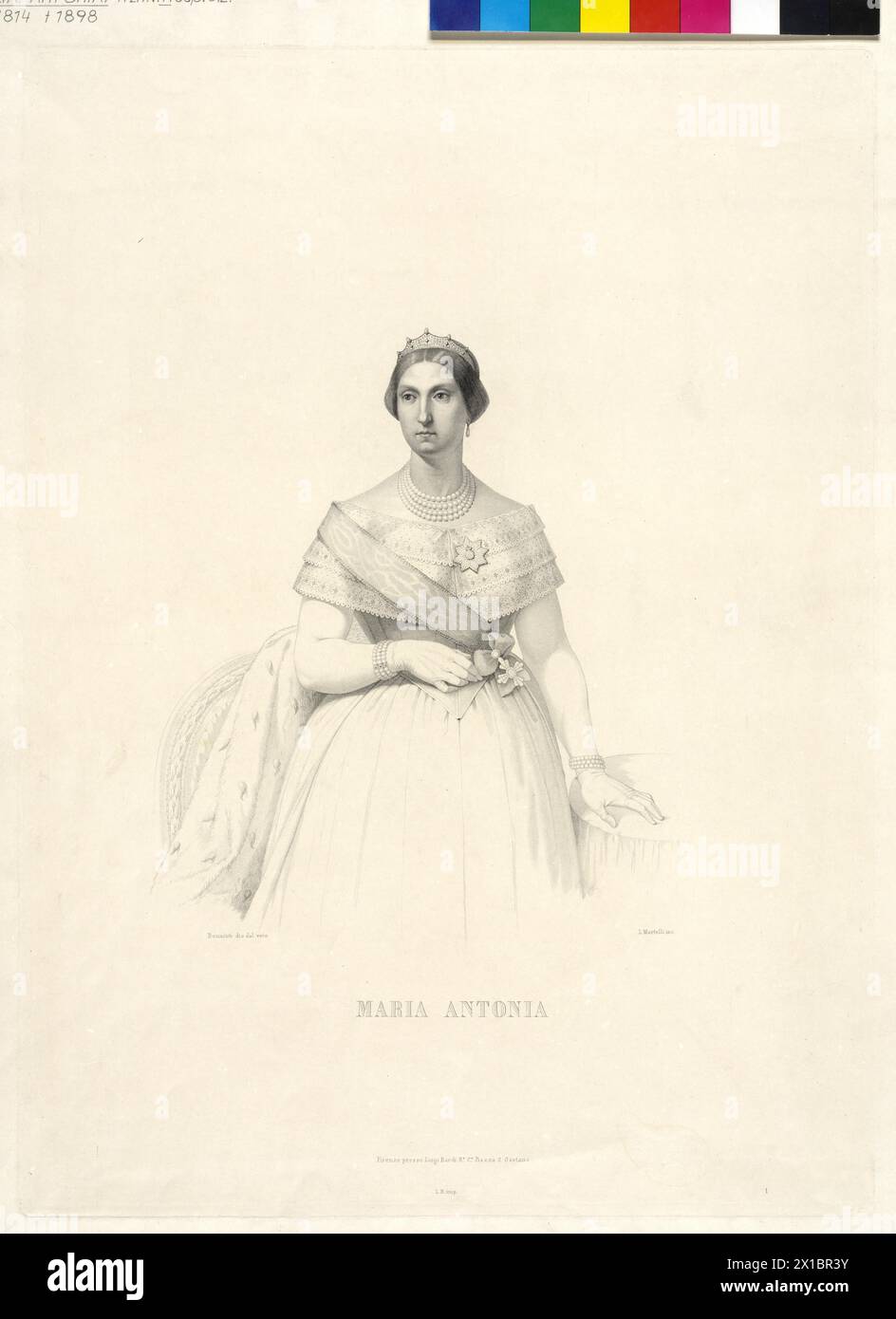 Maria Antonia, steel engraving by Luigi Martelli based on an ad vivum ...