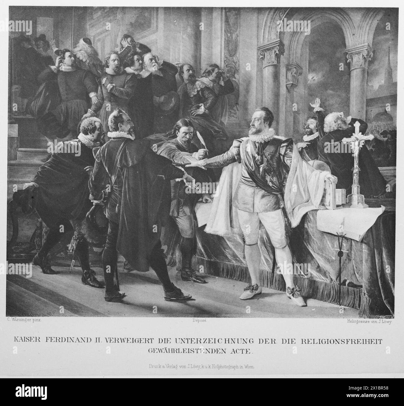 Ferdinand II, Holy Roman Emperor, refusing the signing of the religious ...