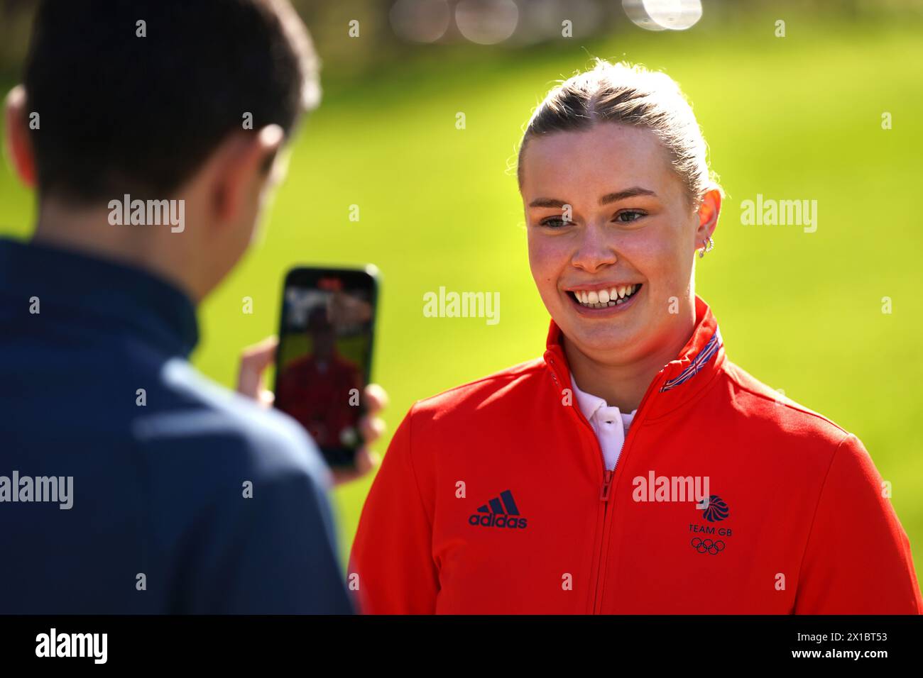 Katie Shanahan speaking to the media during the Team GB Paris 2024 ...