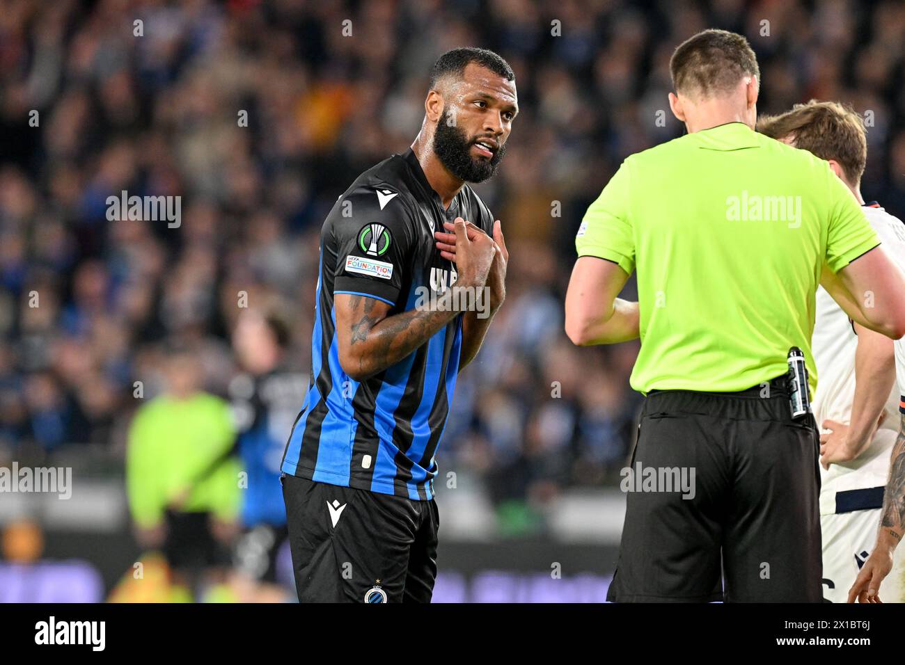Brugge, Belgium. 11th Apr, 2024. Igor Thiago (99) of Club Brugge reacts ...