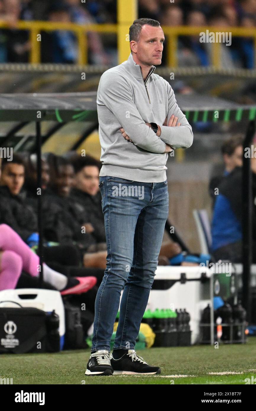 Brugge, Belgium. 11th Apr, 2024. Nicky Hayen, head coach of Club Brugge ...