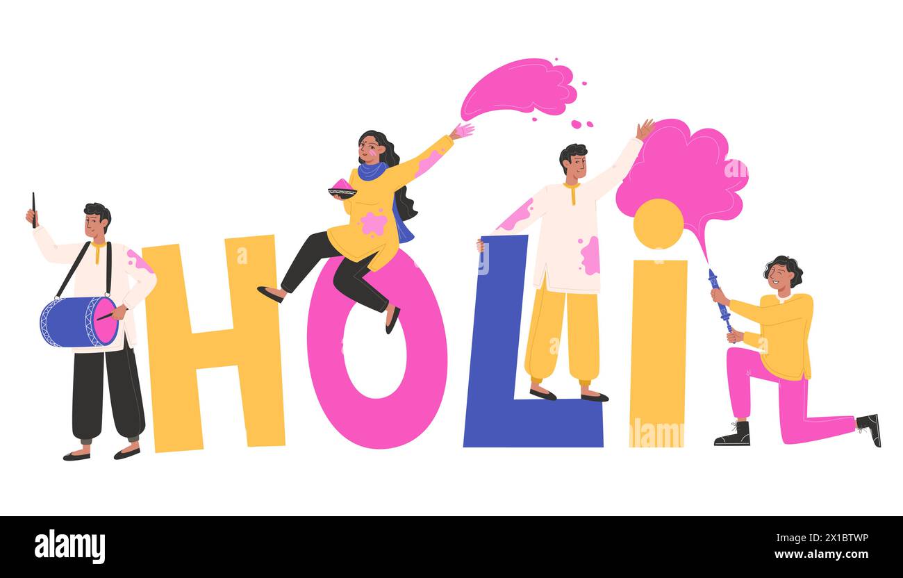 Happy Holi, Indian holiday festival of colors Stock Vector Image & Art ...