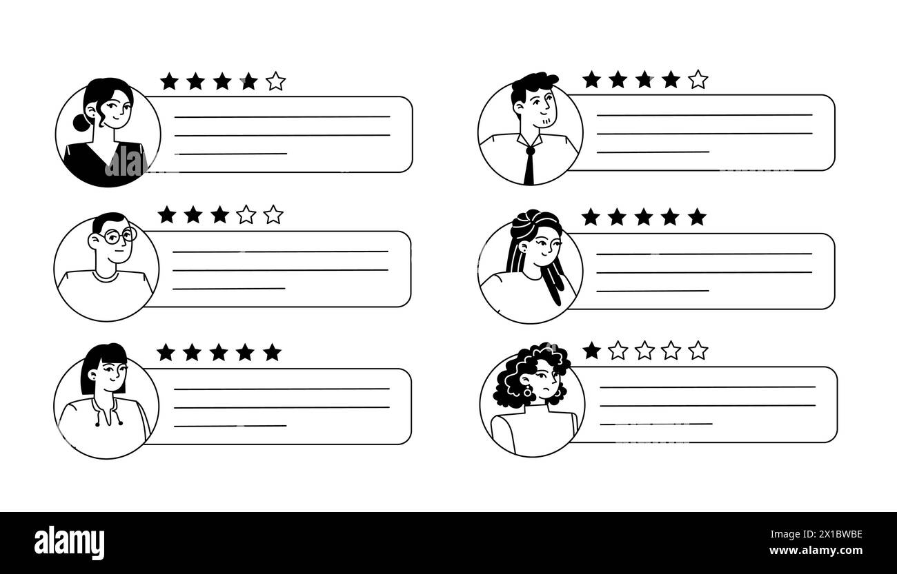 Positive and negative reviews of people, black and white illustration ...