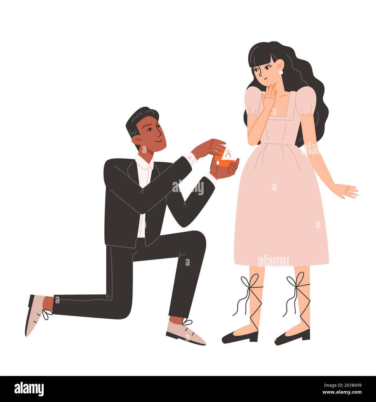 Woman On One Knee Proposal Stock Vector Images Alamy