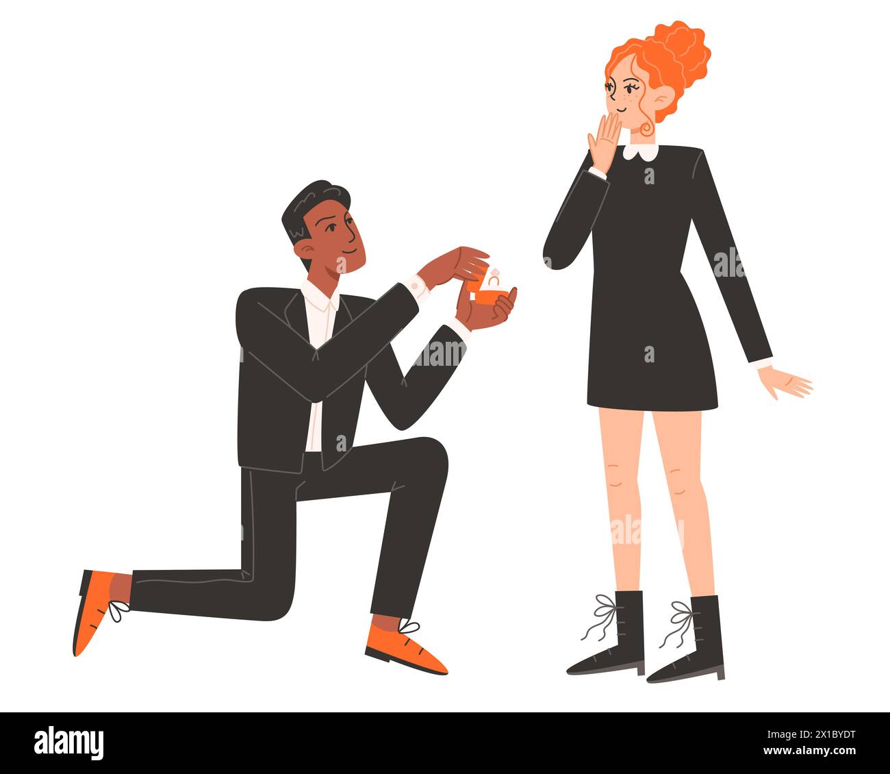 Woman On One Knee Proposal Stock Vector Images Alamy