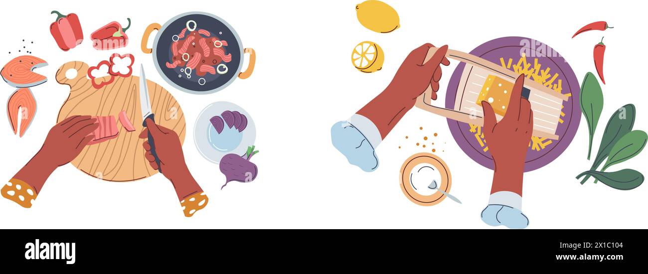 Hands preparing healthy food Stock Vector Images - Alamy