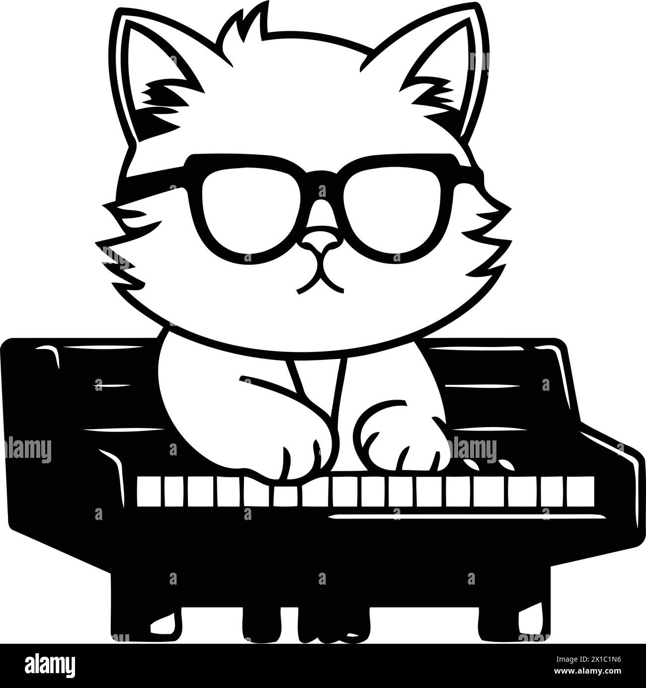 Cat piano Stock Vector Images - Alamy