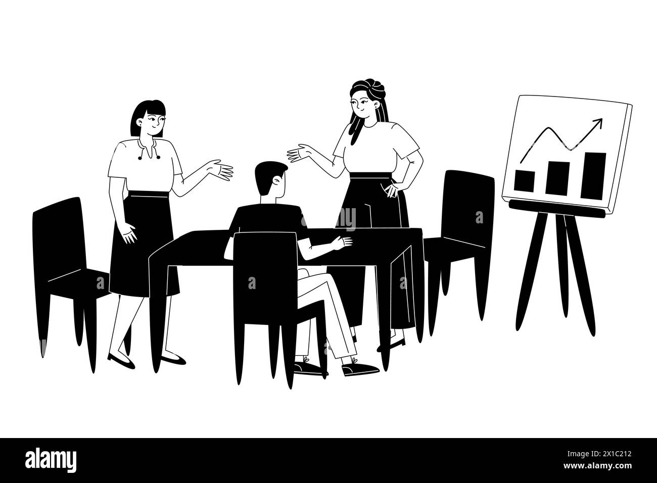 Meeting table cartoon Black and White Stock Photos & Images - Alamy