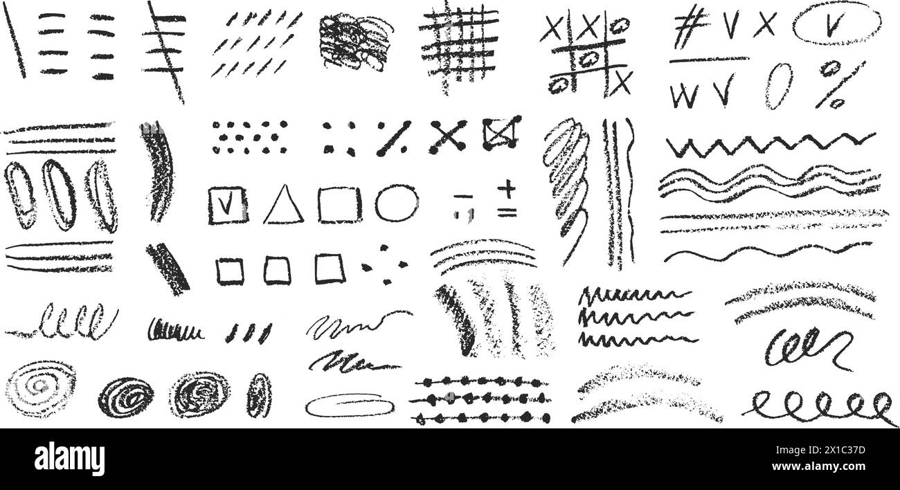 Charcoal pencil hand drawing curly lines, splash, squiggles and shapes ...